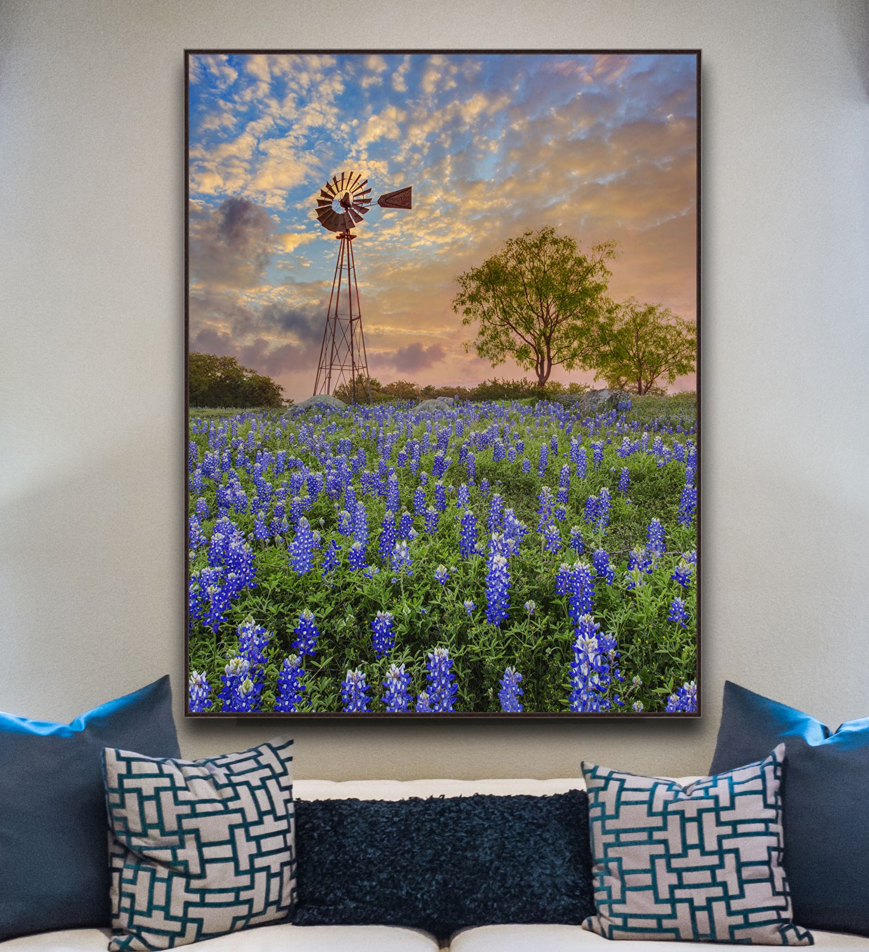 Select Art. Windmill and Bluebonnets by Rob Greebon